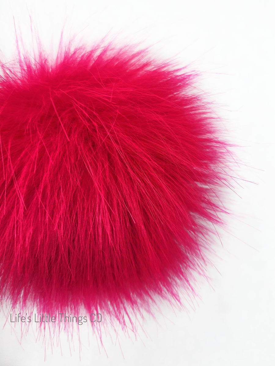 Electric Valentine (Hot Red Pink) Faux Fur Pom Pom – Life's Little ...